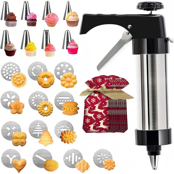 Tiprol Spritz Cookie Press Gun Kit with 13 Cookie Press Discs and 8 ...