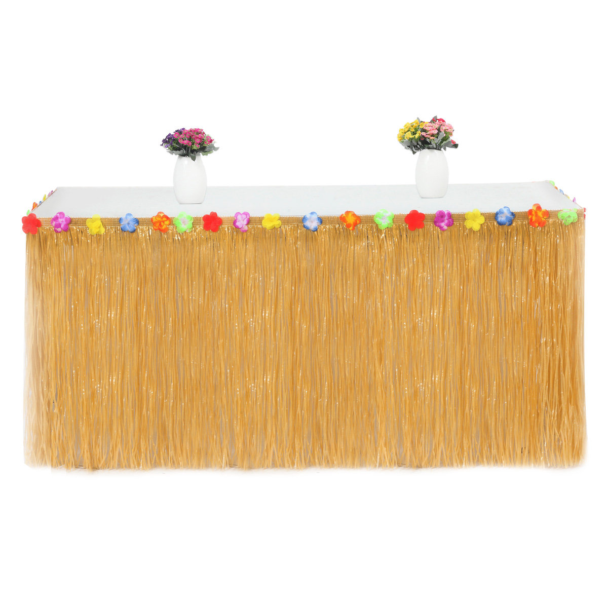 Suppromo Luau Grass Table Skirt For Luau Party Tiki Bar Decorations 9Ft ...