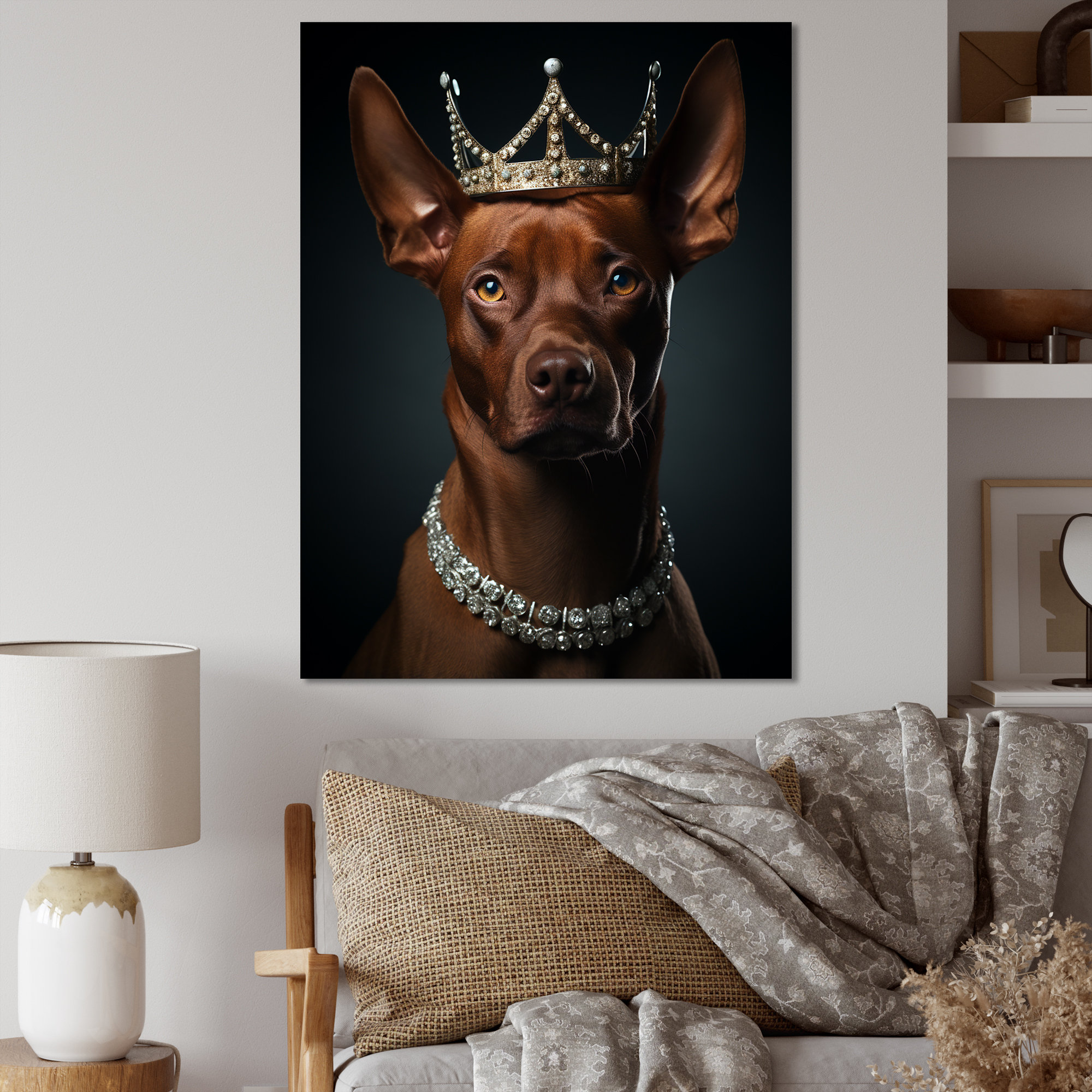 Trinx Crowned Royal Pitcher Dog King - Dog Wall Art | Wayfair