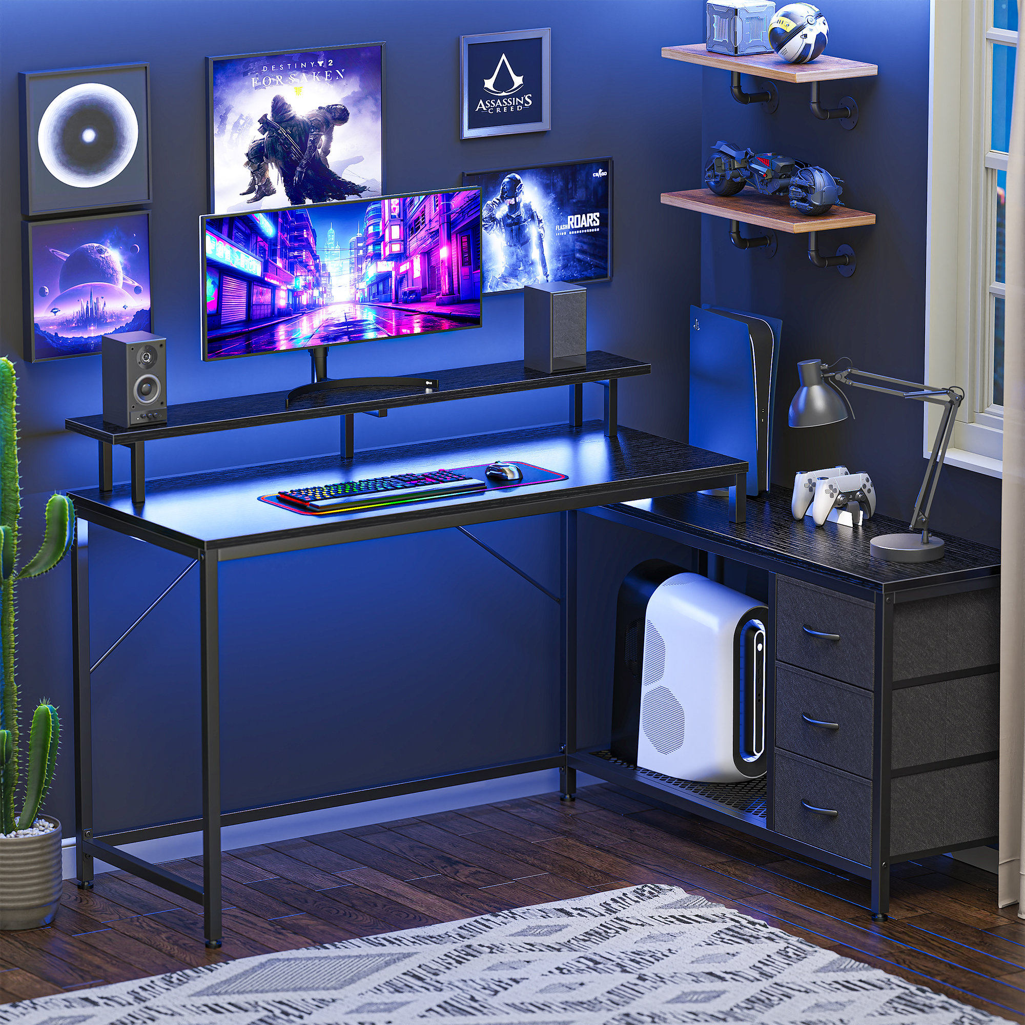 17 Stories Coira 50" Desk, Reversible L Shaped Desk , Computer Desk ...