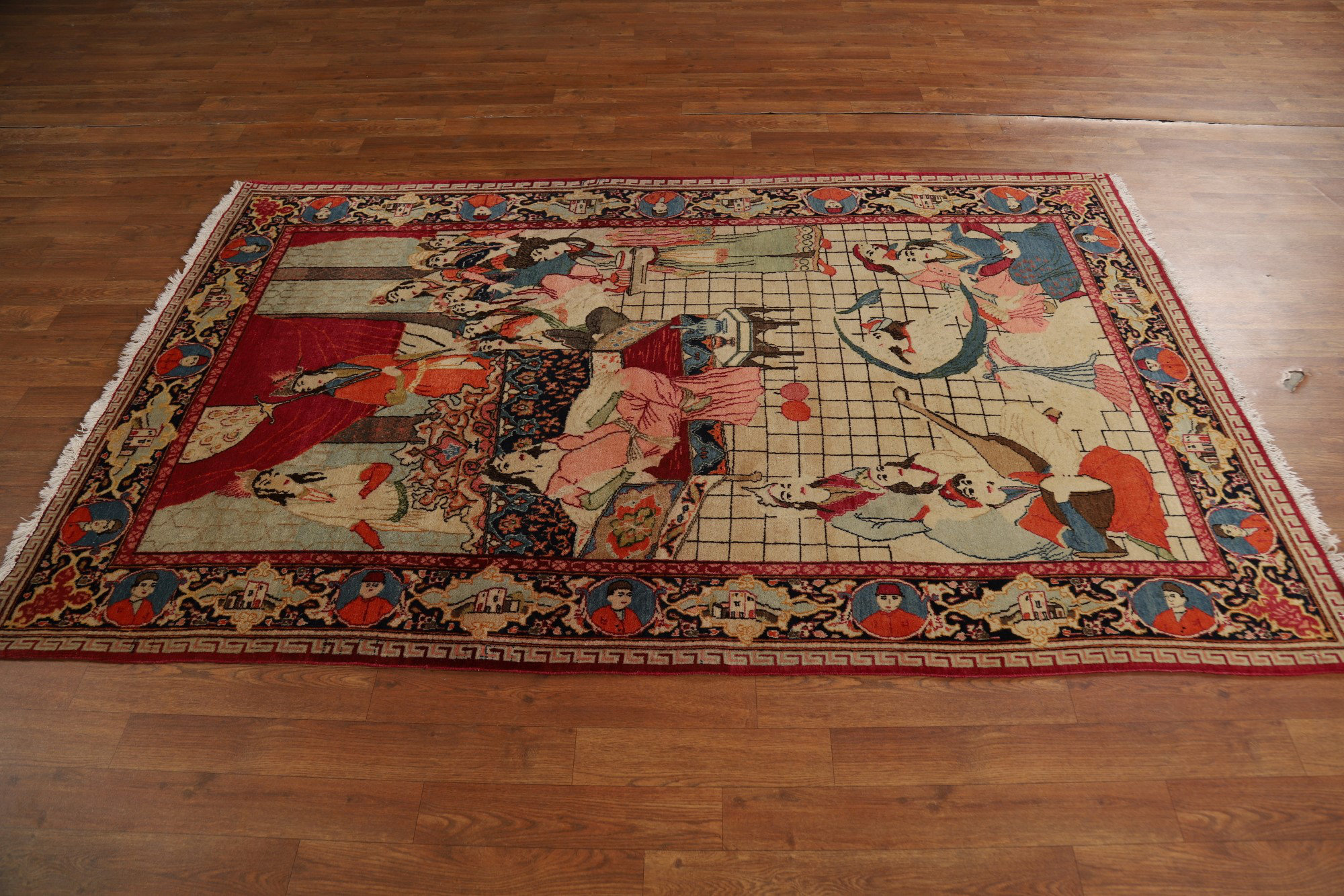 Isabelline Pre-1900 Antique Wool Pictorial Rug 4x7 | Wayfair