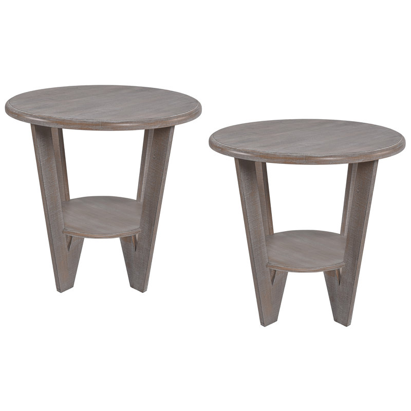 Gracie Oaks Ailith Rustic Farmhouse Round End Table, French Country ...