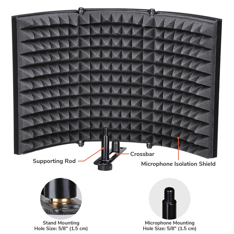 Yescom Studio Microphone Isolation Shield Acoustic Foam Panel ...