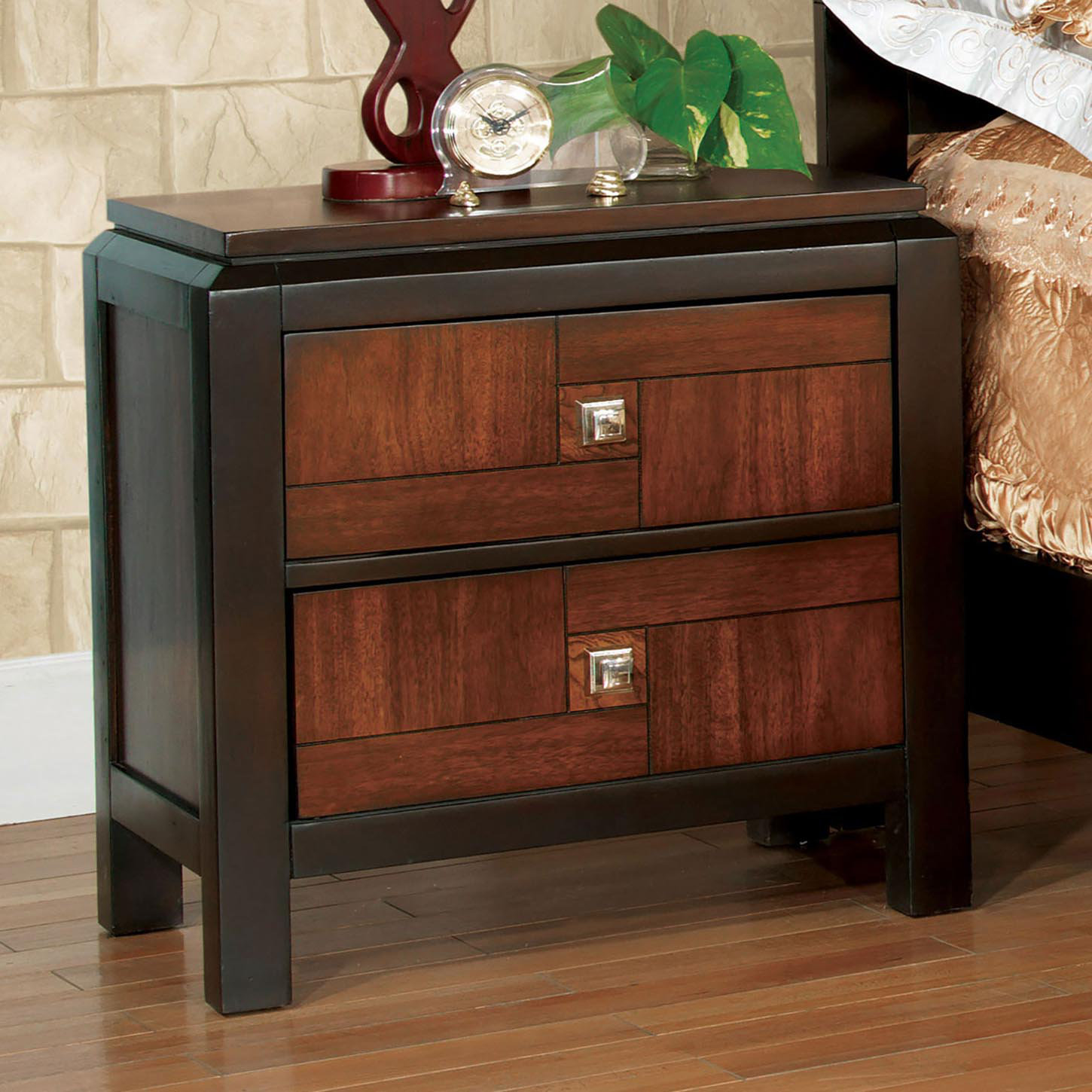 Red Barrel Studio Transitional Nightstand, 2-Drawers Square Chrome ...