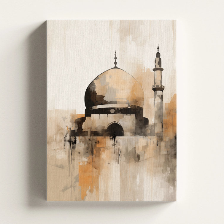 Rosalind Wheeler Neutral Mosque Canvas Wall Art | Abstract Islamic ...