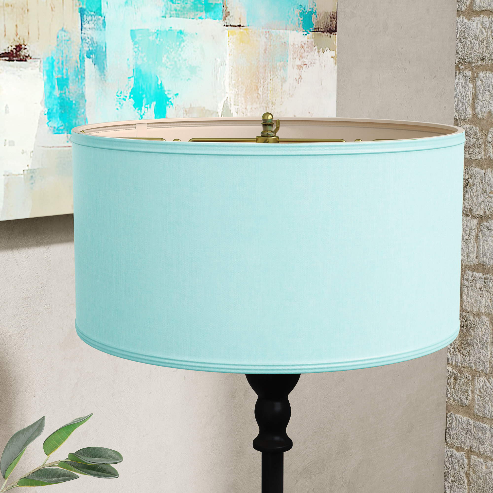 Brayden Studio® 10" H x 18" W Linen Drum Lamp Shade ( Clip On ) in Blue ...