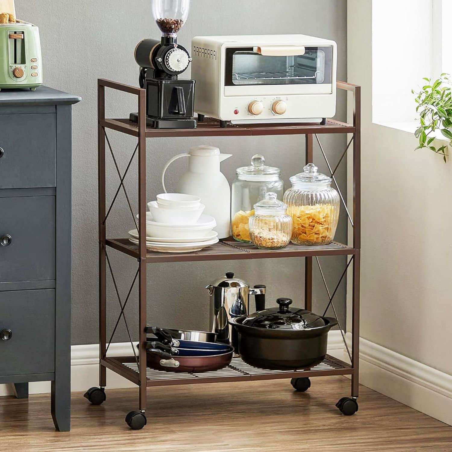 Rebrilliant 3-Tier Metal Storage Rack with Wheels - Wayfair Canada