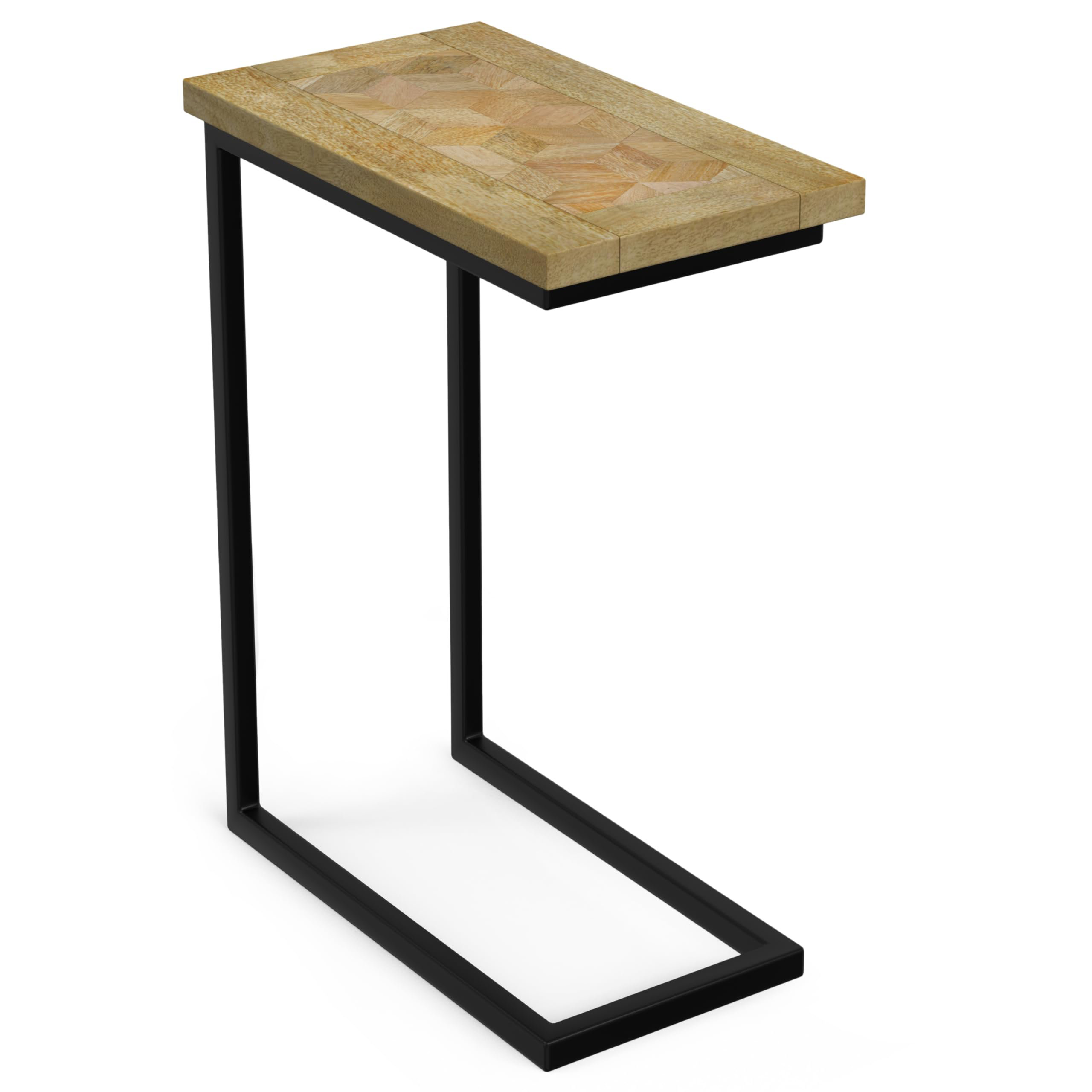 17 Stories C-Shaped End Table With Natural Mango Wood And Metal Frame ...