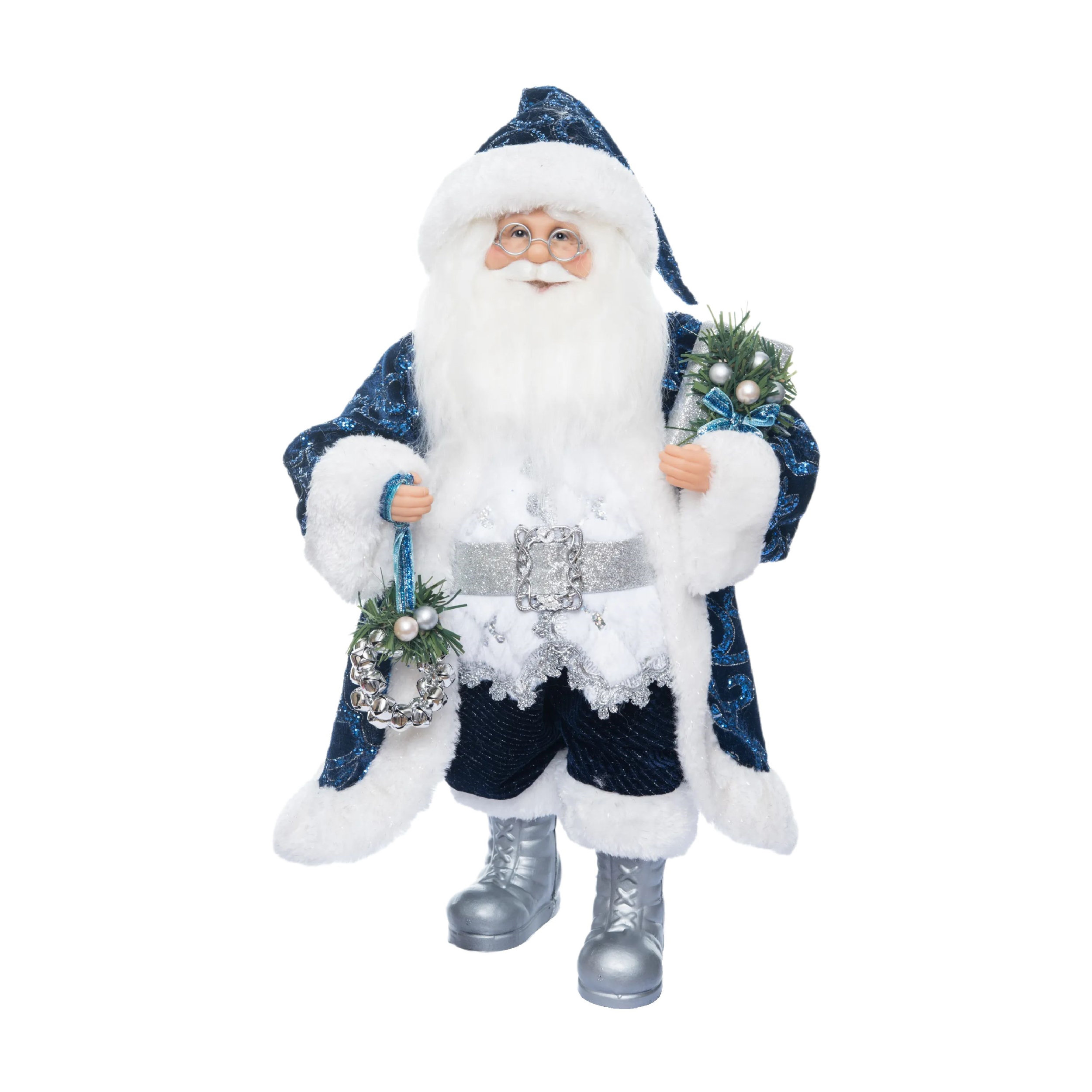 Astoria Grand Royal Blue And Whie Santa With Silve | Wayfair