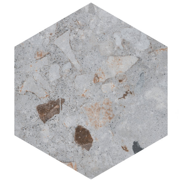 Merola Tile Recycle Hex 8.5" x 10" Porcelain Stone Look Wall & Floor ...