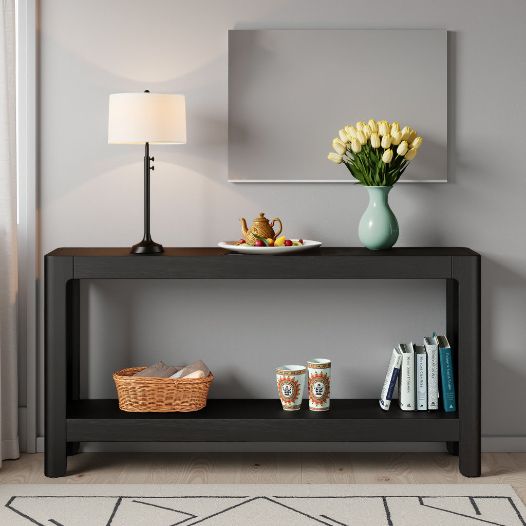 Latitude Run® Modern Farmhouse Console Table with Premium Wood Veneer ...