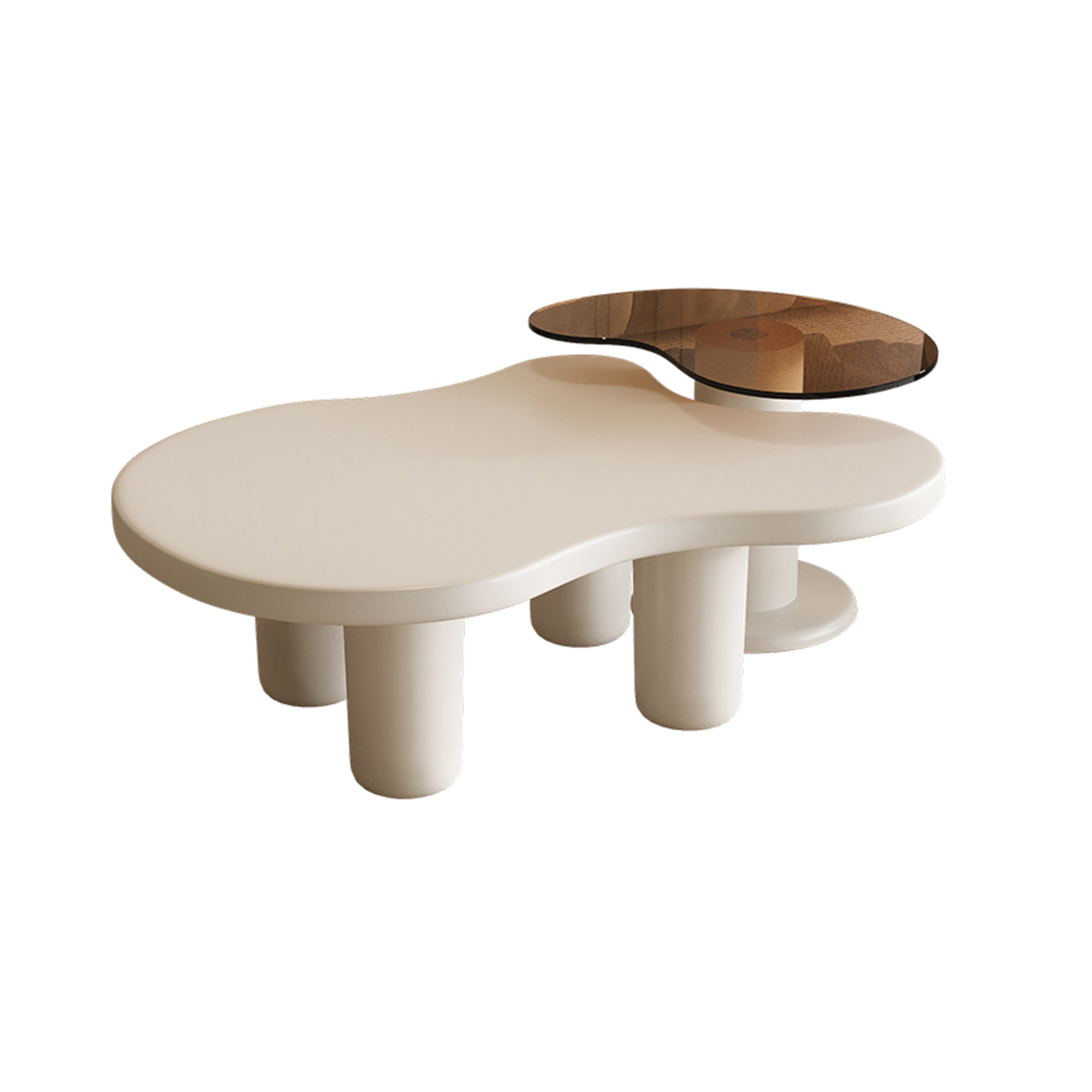 Ivy Bronx Cream White Modern Nesting Coffee Tables Set of 2, 2 in 1 ...