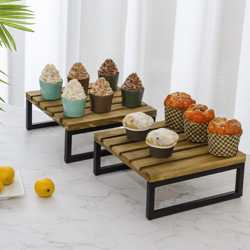17 Stories 2 Piece Wood Cake Dessert Display Riser Stand | Wayfair