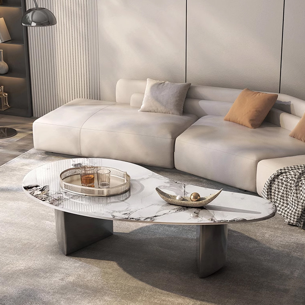 Wrought Studio™ Minimalist stone slab coffee table | Wayfair