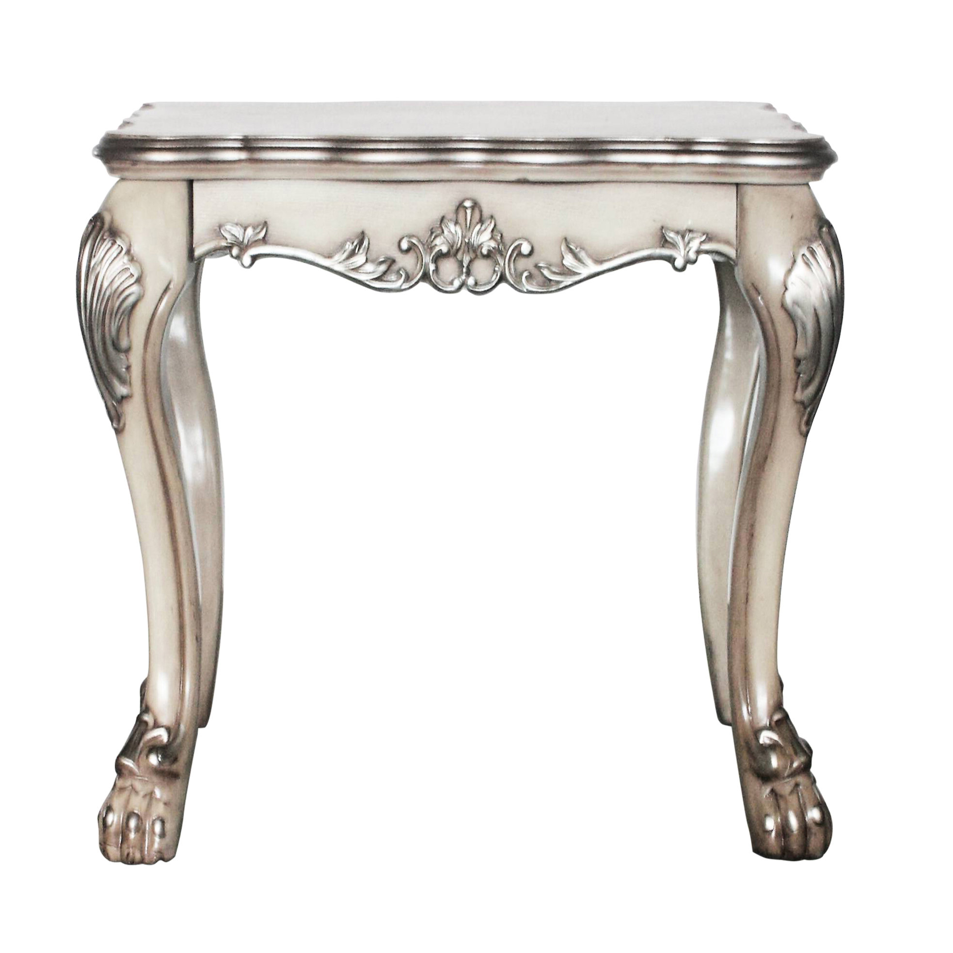 Rosdorf Park Vintage Style Square End Table In Bone White With Delicate ...
