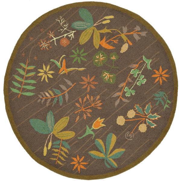 Martha Stewart Rugs Grove Twig Floral Hand-Hooked Wool Green Area Rug ...