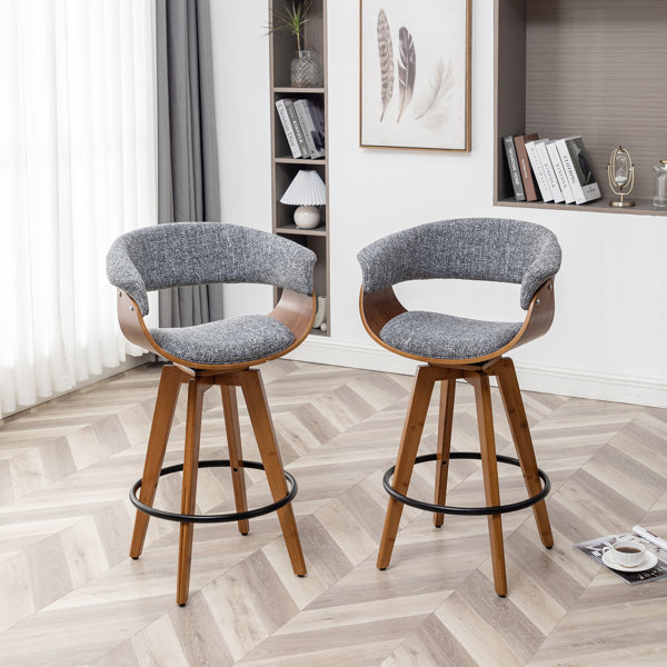 George Oliver Joeanne Swivel 26'' Linen Counter Stool & Reviews | Wayfair