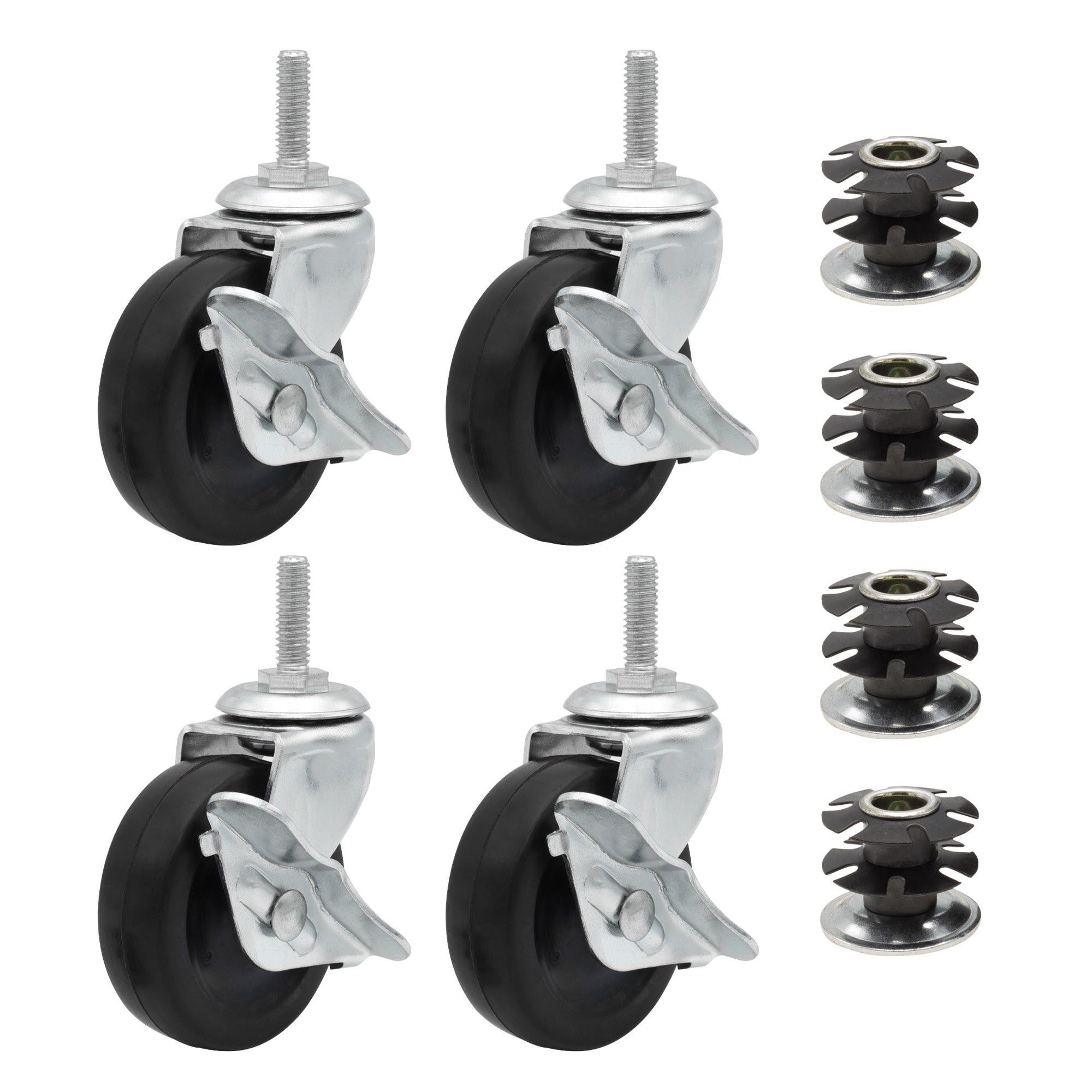 Outwater 1-1/4in. Round Metal Double Star Caster Insert With Brakes ...