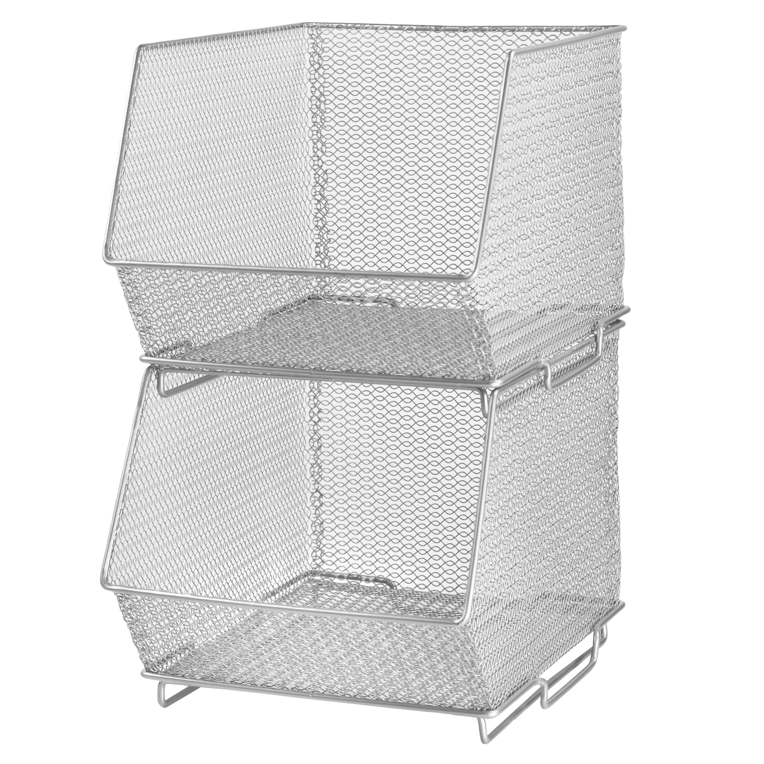 Rebrilliant Mesh Stacking Bin Storage Container Pantry Organizer Metal ...