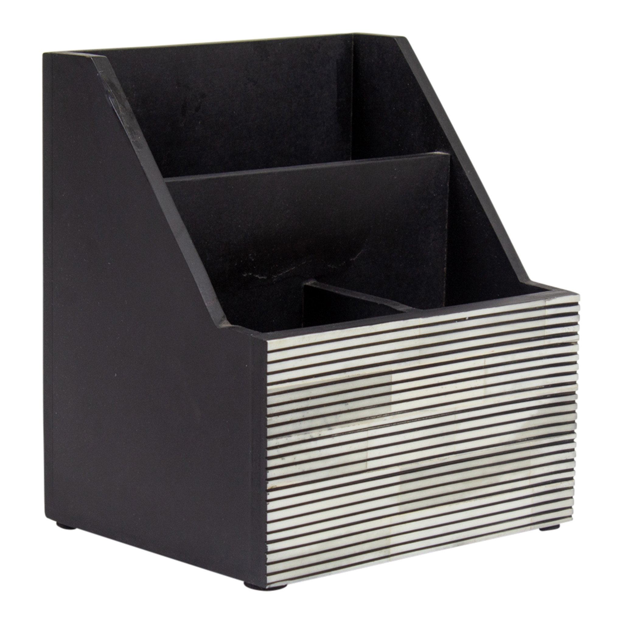 Latitude Run® Pinstripe Mini File Pen Sorter In Black & White | Wayfair