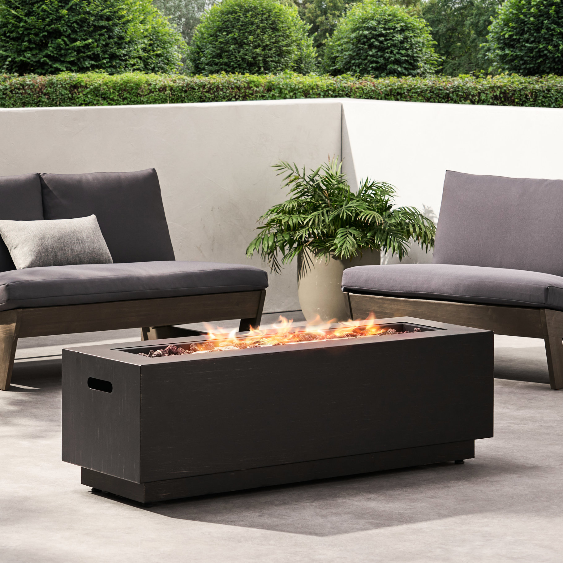 Brayden Studio® Rectangular Iron 50,000 Fire Pit, Outdoor Element, No ...