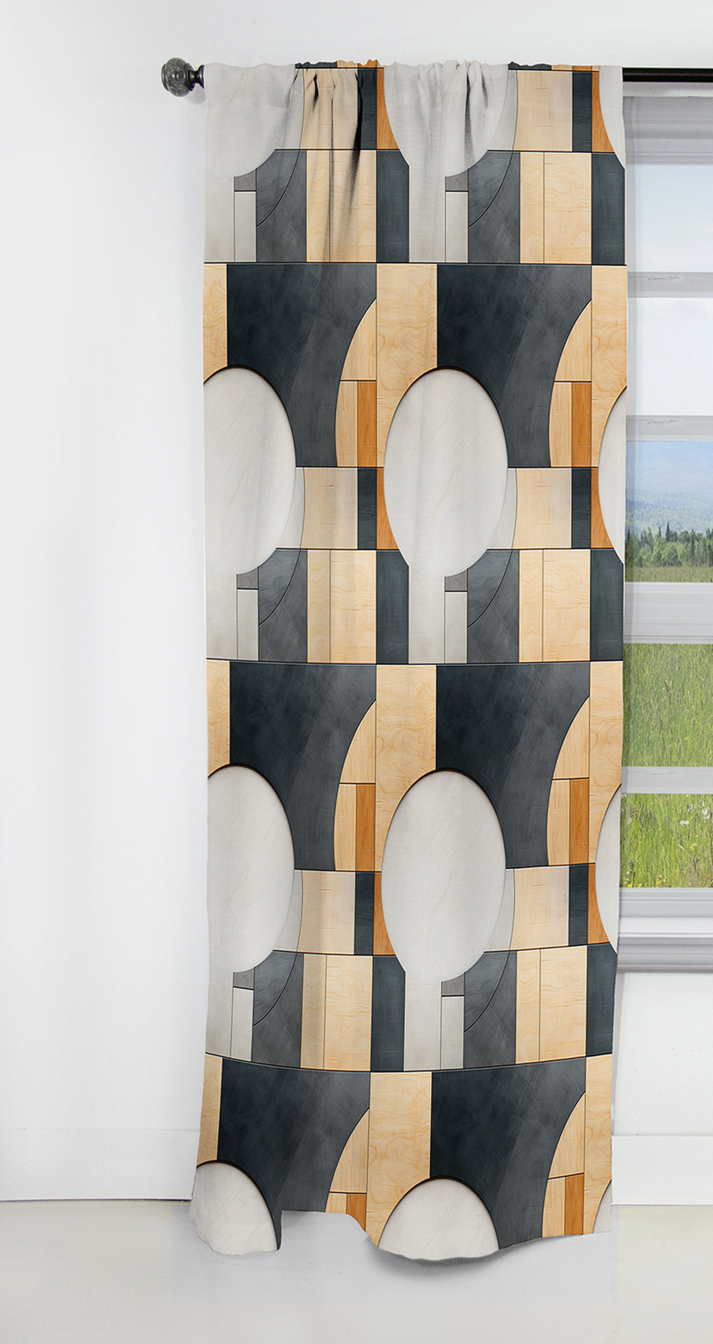 Design Art Industrial Zen Ii - Abstract Geometric Curtain - Blackout ...