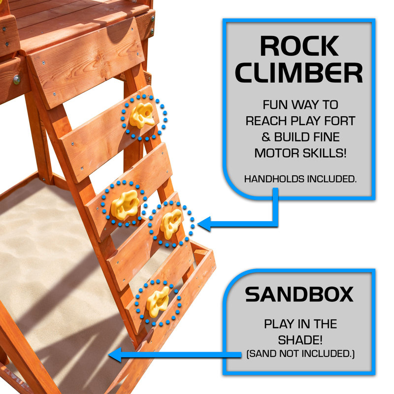 The Swing Company North Star Wooden Swing Set with Slide and LED Light ...