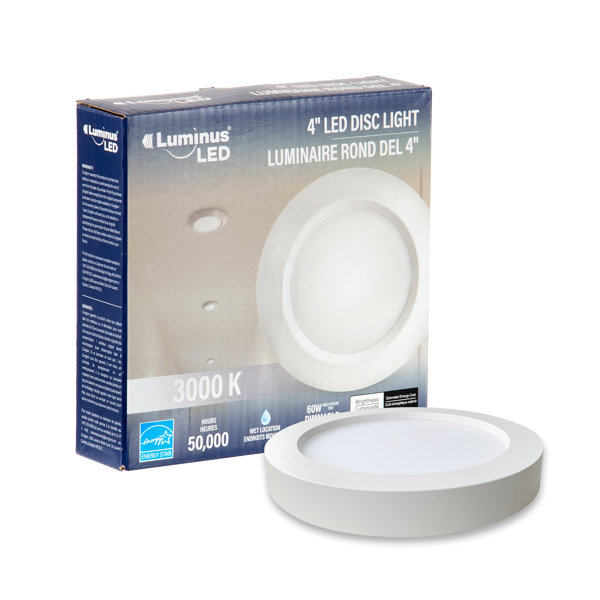 Luminus 60 Watt Eq. 5" LED Round Panel Dimmable Light 3000K Bright ...