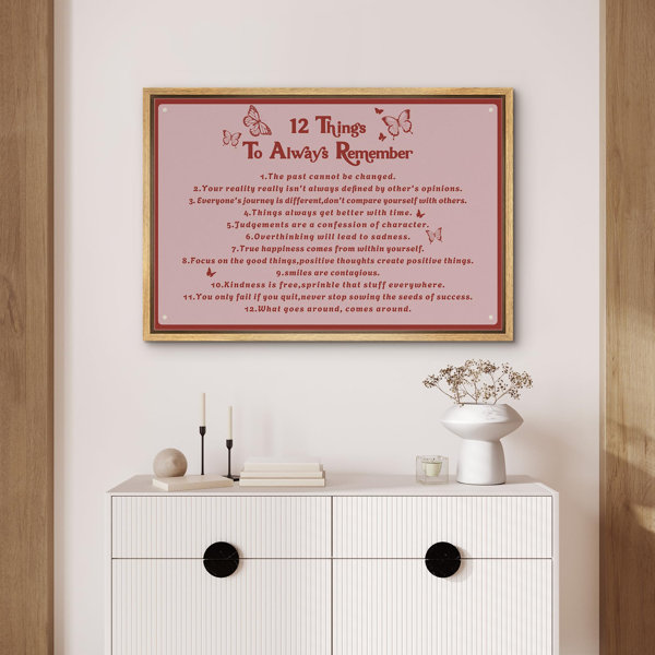 IDEA4WALL Positive Life Reminders 12 Things To Always Remember Framed ...