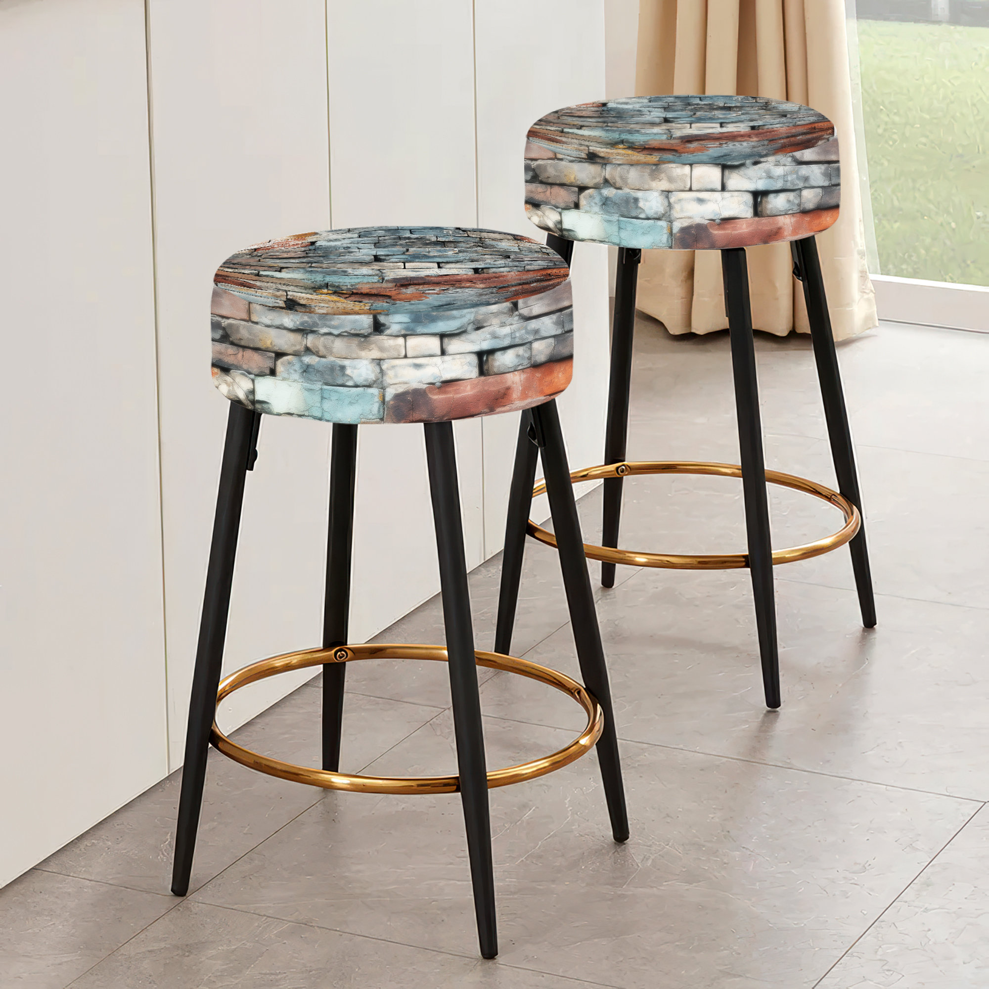 Design Art Urban Rustic Brick Resonance - Brick Bar Stools Set Of 2 ...