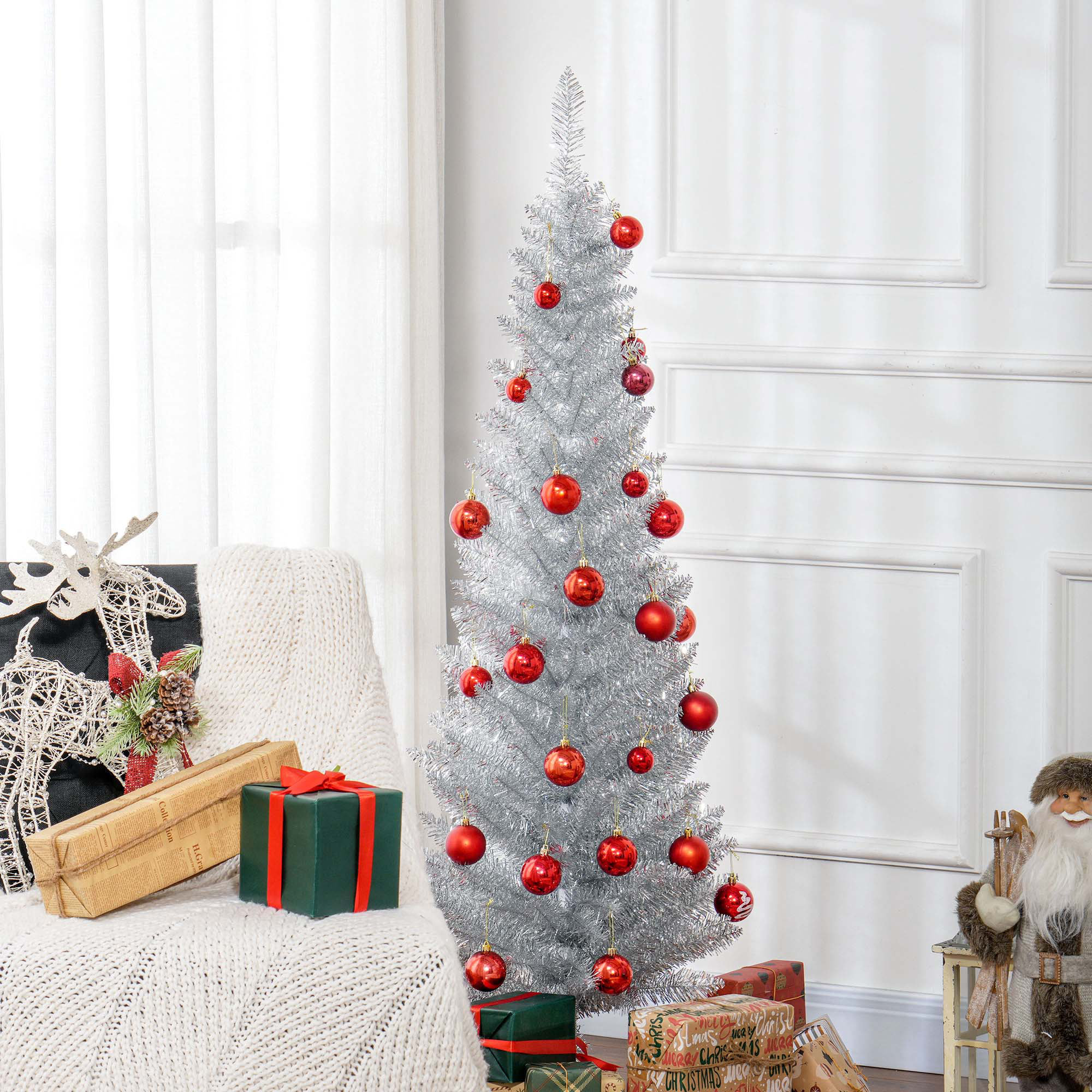 The Holiday Aisle® 5Ft Artificial Slim Pencil Christmas Tree With 294 ...
