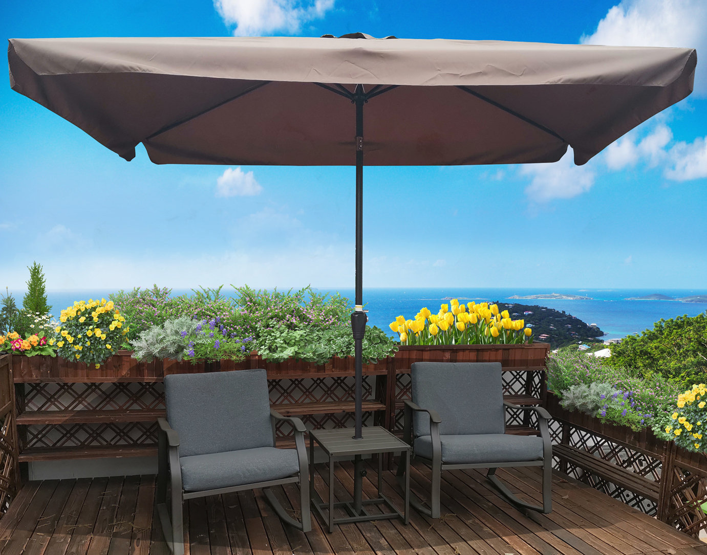 Arlmont & Co. 10 x 6.5ft Rectangular Patio Umbrella | Wayfair