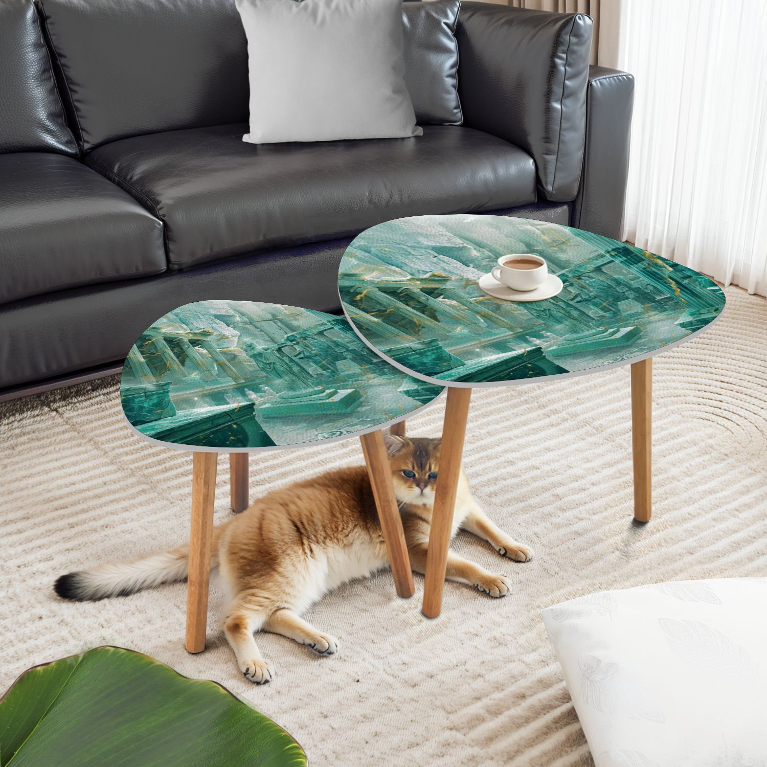 George Oliver Triangle Nesting Coffee Table Set of 2 Ancient Greek ...