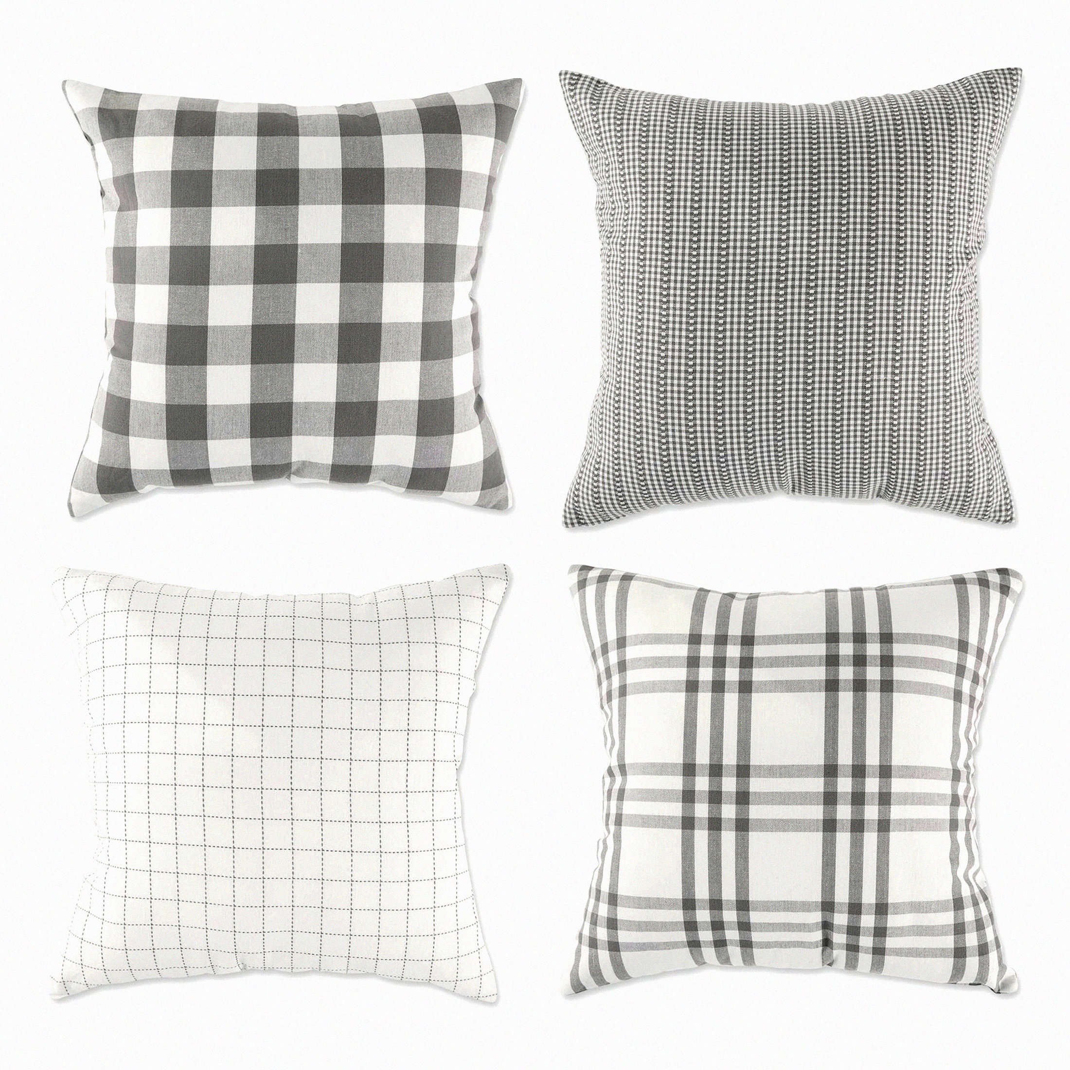 BRBCA Gray Farmhouse Cotton Square Pillow Cover Set - Hidden Zipper ...