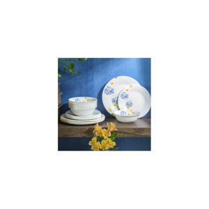 Gibson Home Ultra Break Resistant 18 Piece Dinnerware Set, Blue Floral ...