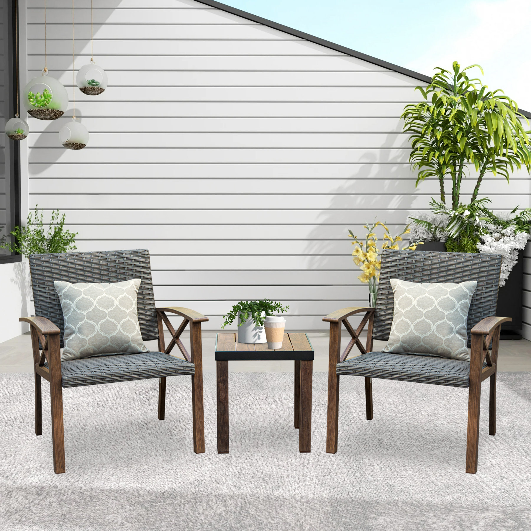 Winston Porter Domi 3-Piece Patio Outdoor Conversation Set | Wayfair