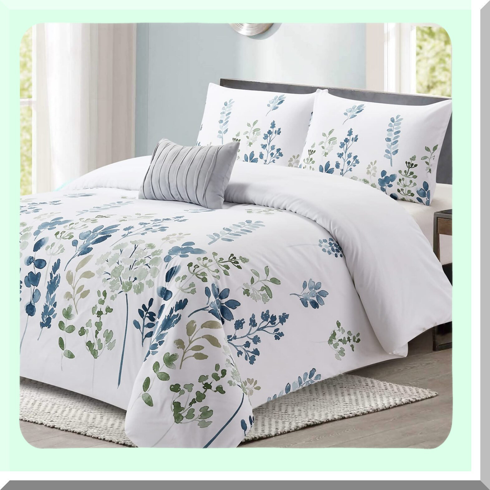 East Urban Home Floral Bliss Comforter Set - 4 Piece Bedding Ensemble ...