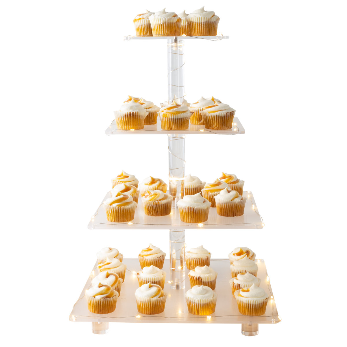 Great Northern Popcorn 4-Tier Cupcake Stand - Square Acrylic Display ...