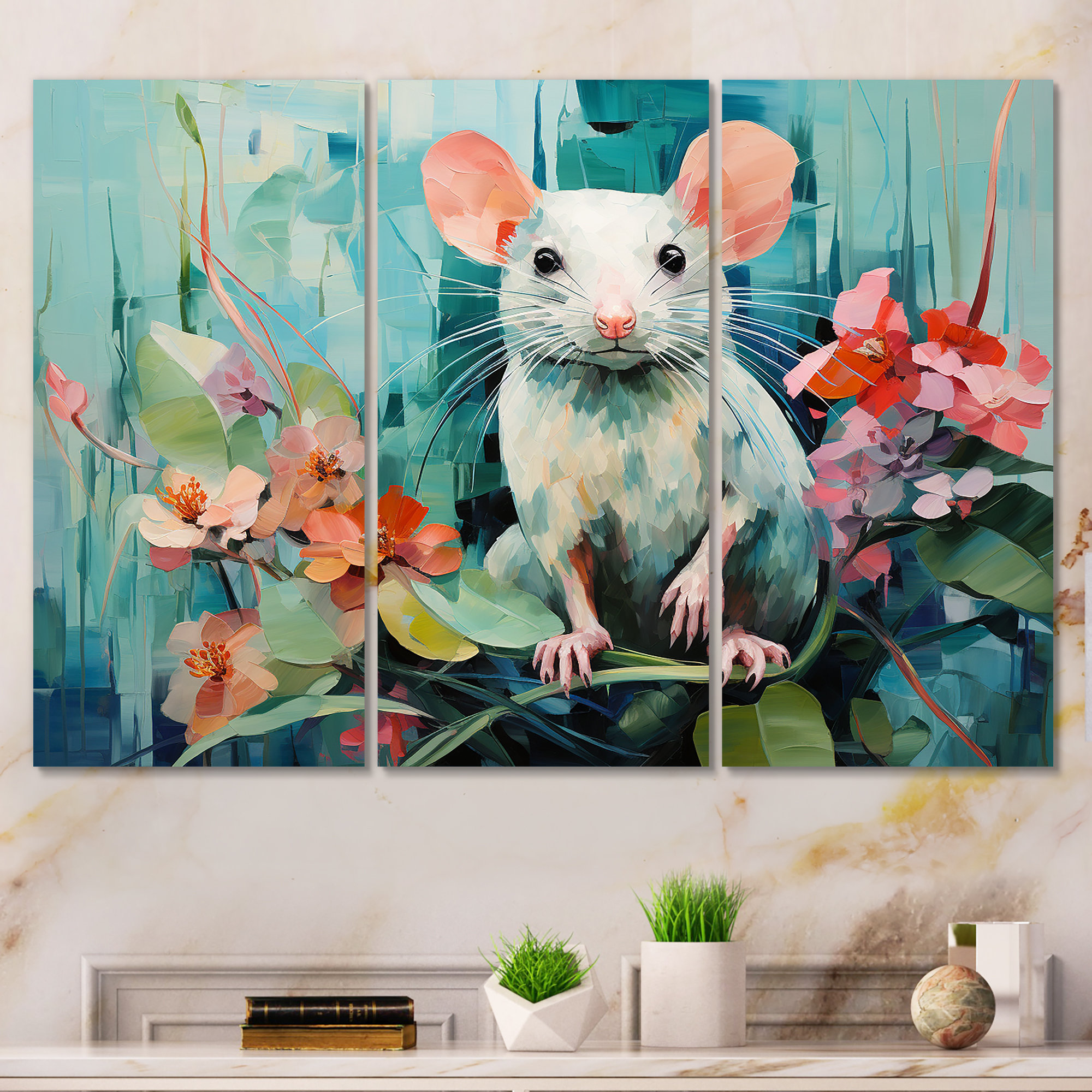 Lark Manor™ Green Curious Rat Blooms - Mouse Animal Wall Art | Wayfair