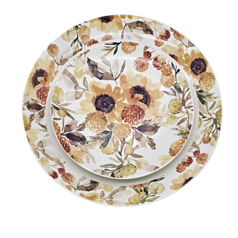 Godinger Silver Art Co Rustic Sunflower 12 Piece Dinnerware Set ...