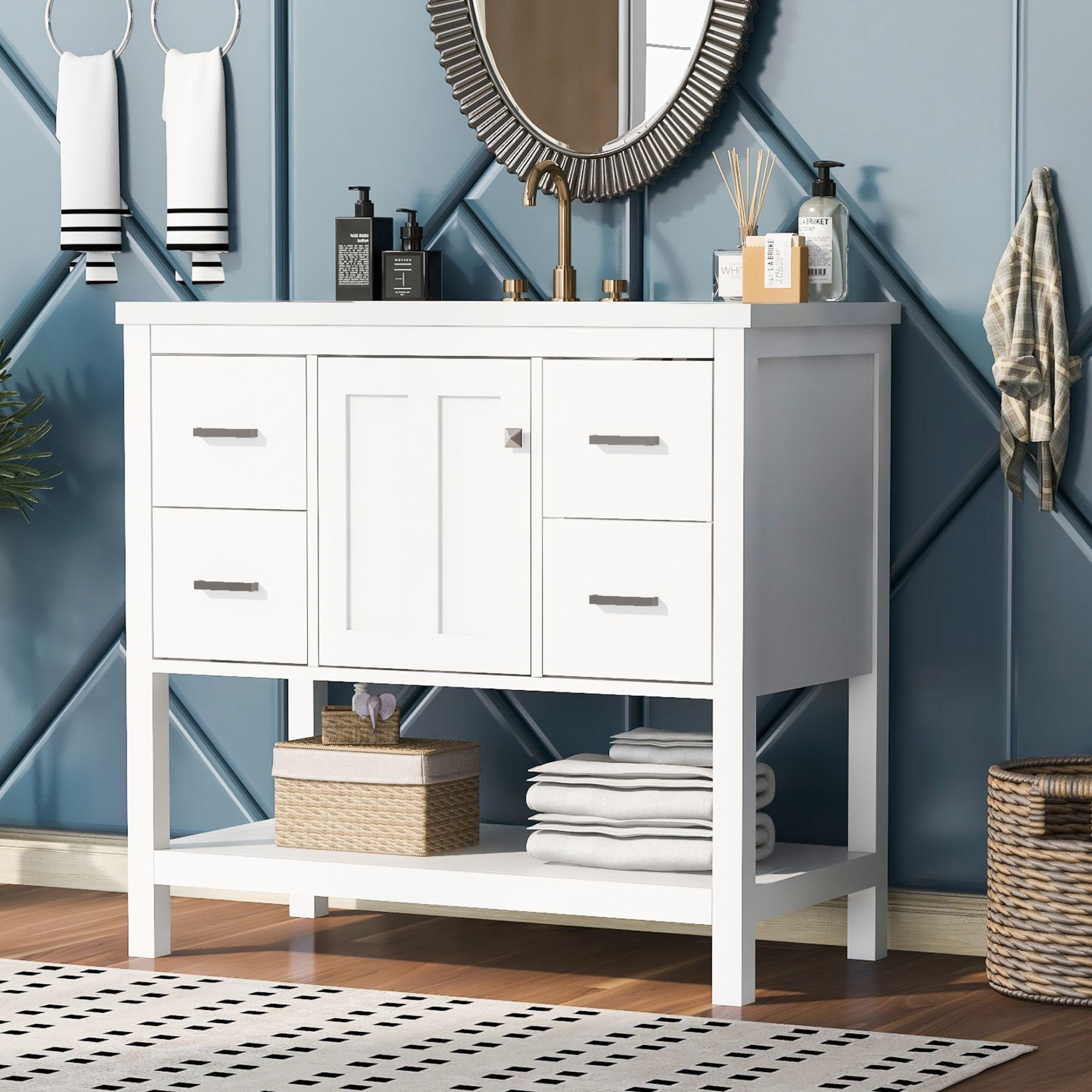 Winston Porter Keniyha 36 Single Bathroom Vanity With Resin Top