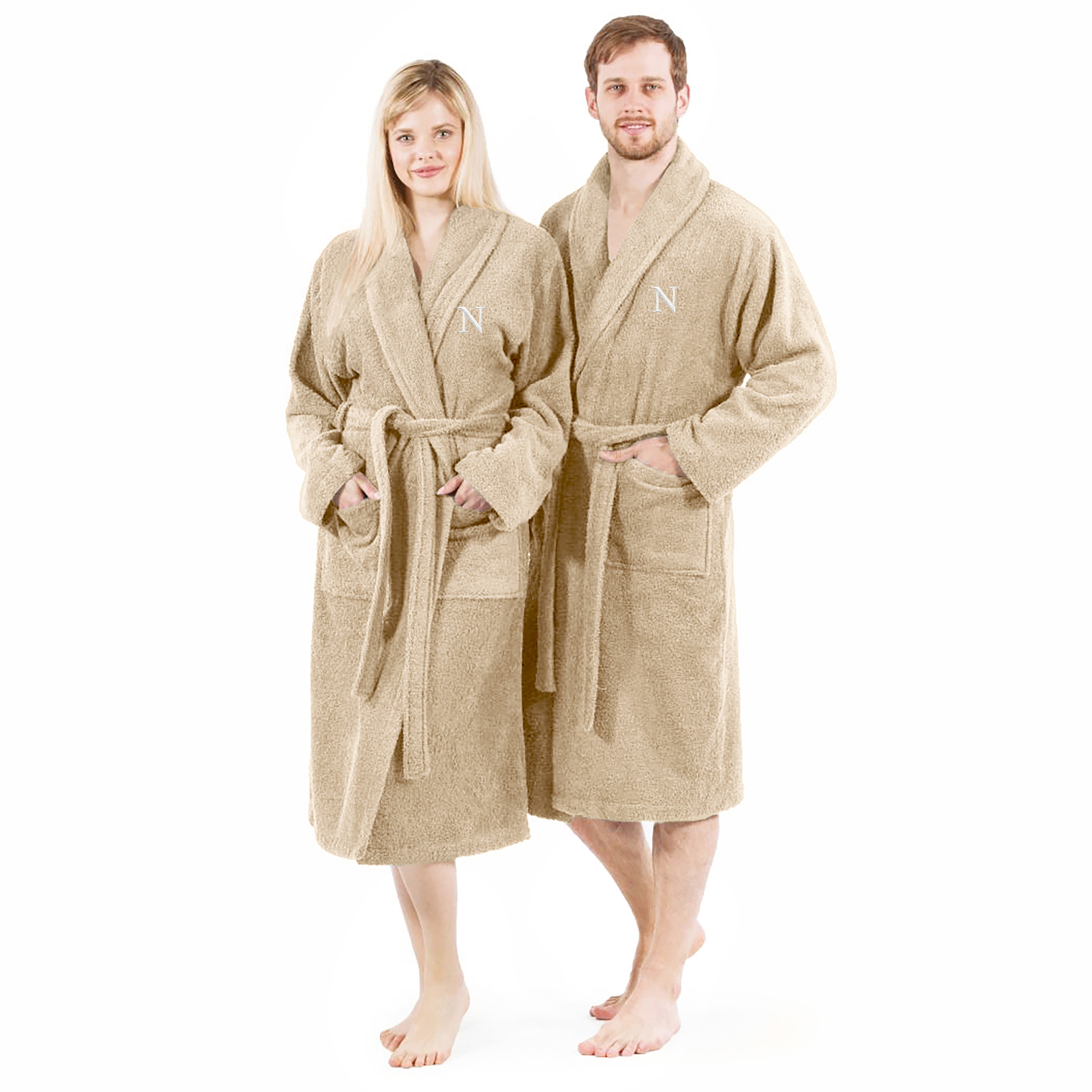 Linum Home Textiles Turkish Cotton Terry Cloth Mid-Calf Bathrobe with ...