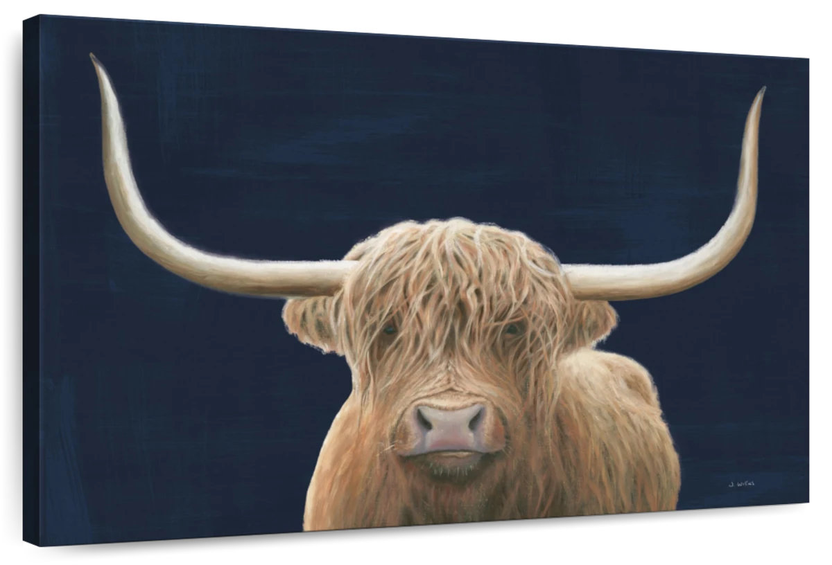 Ebern Designs Brampt Highland Cow Navy | Wayfair