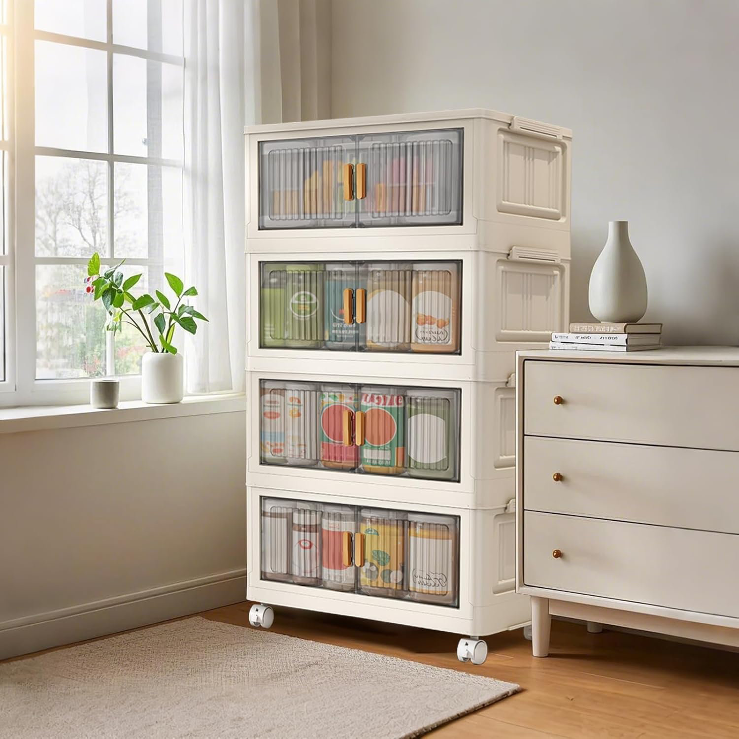 Rebrilliant Stackable Storage Boxes With Lid 4-Tier Plastic Storage ...