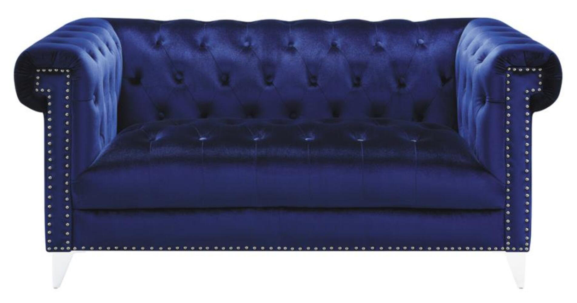 Rosdorf Park Faraan Tufted Tuxedo Arm Loveseat Blue | Wayfair