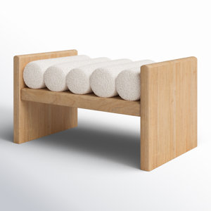 Latitude Run® Reeves Boucle Wood Bench & Reviews | AllModern