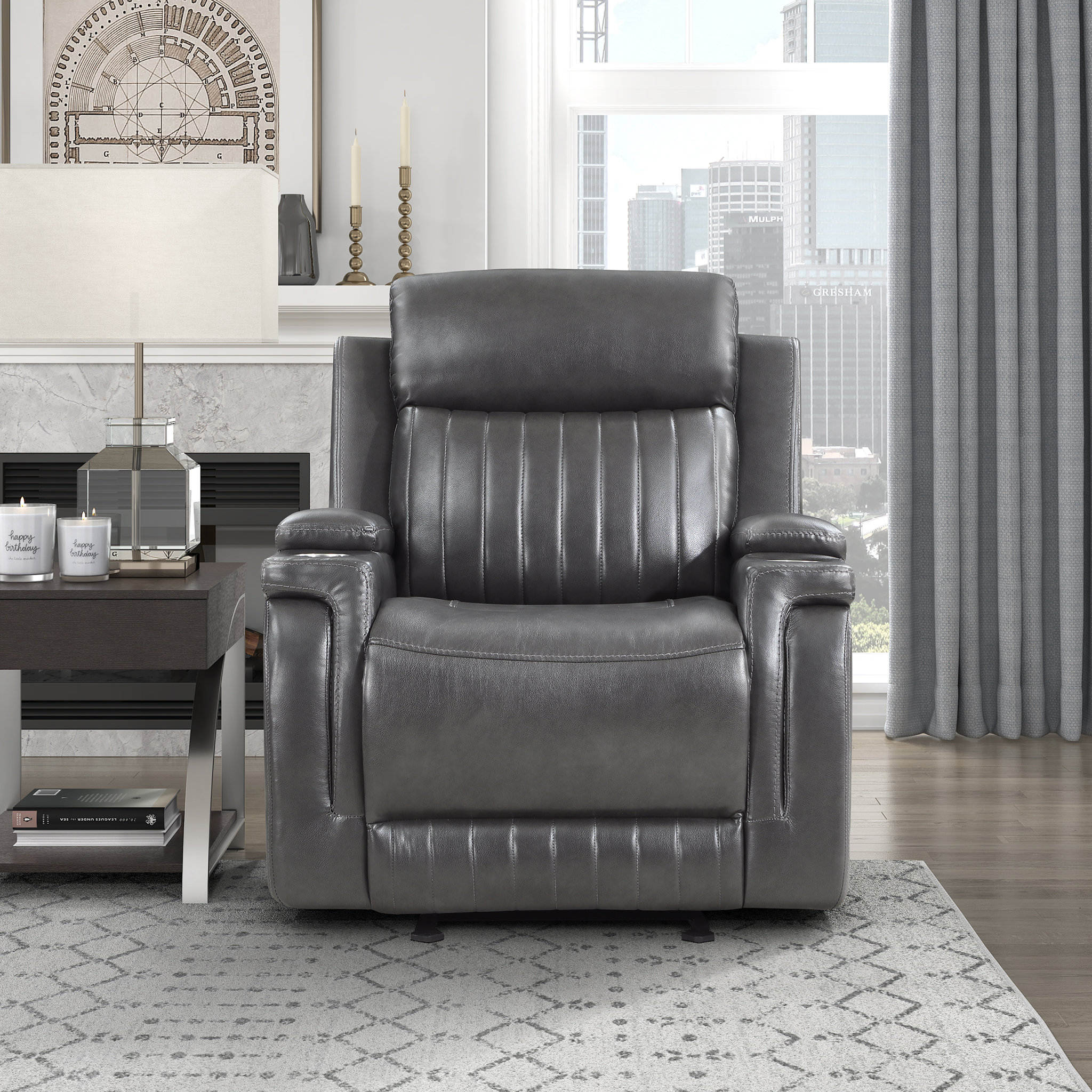 Red Barrel Studio Winfree 36"W Faux Leather Manual Glider Recliner ...