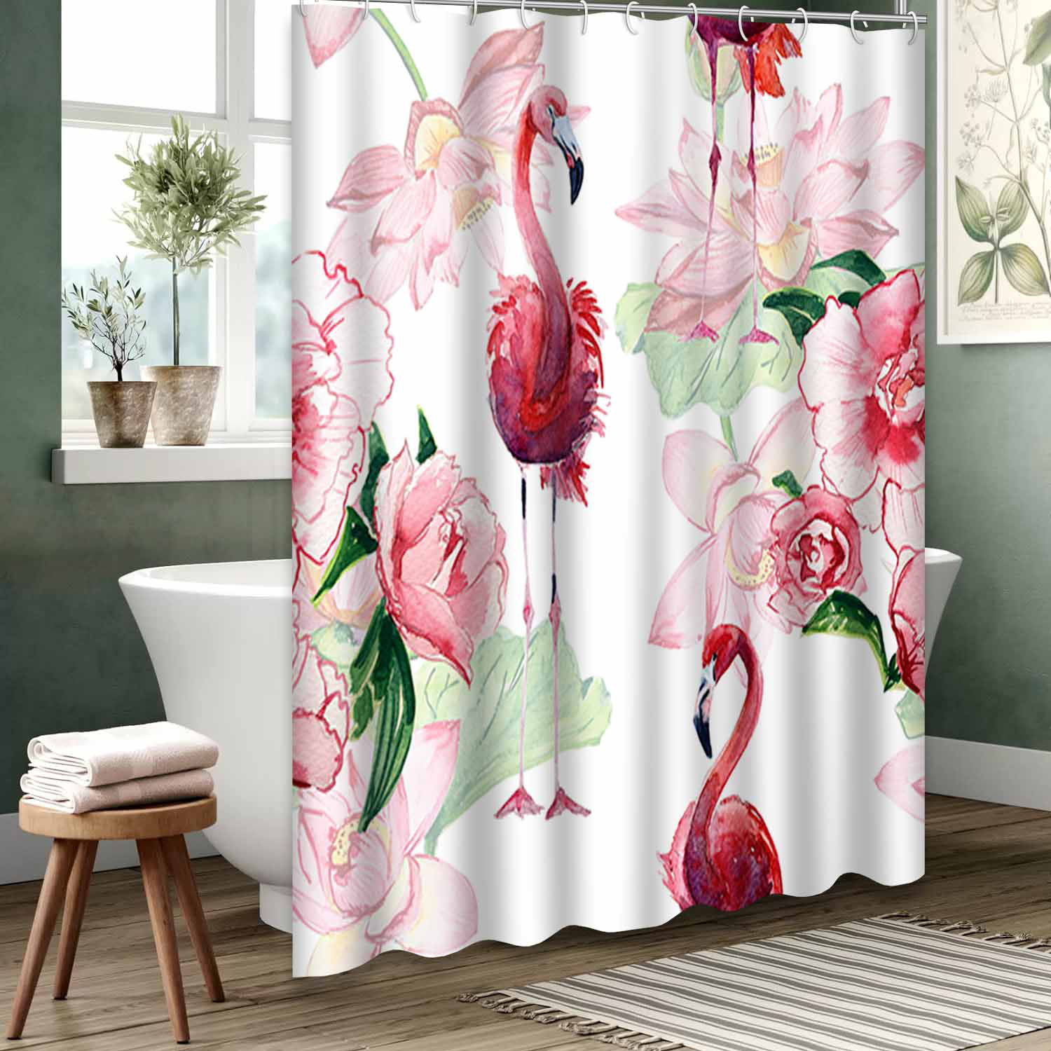 Bay Isle Home™ Waterproof Shower Curtain,Seamless with Flowers and ...