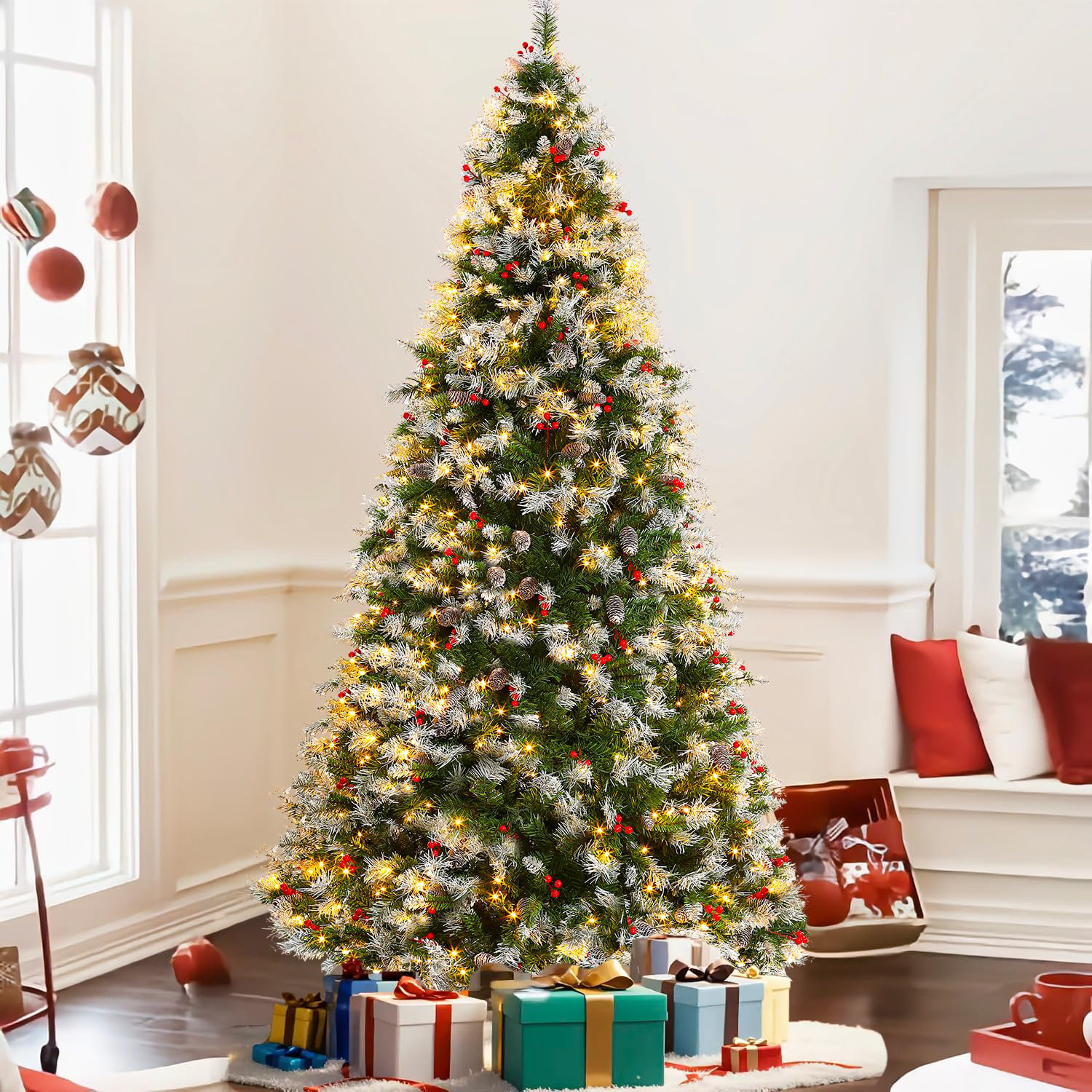 The Holiday Aisle® 7.5Ft Artificial Christmas Tree with Clear Lights ...