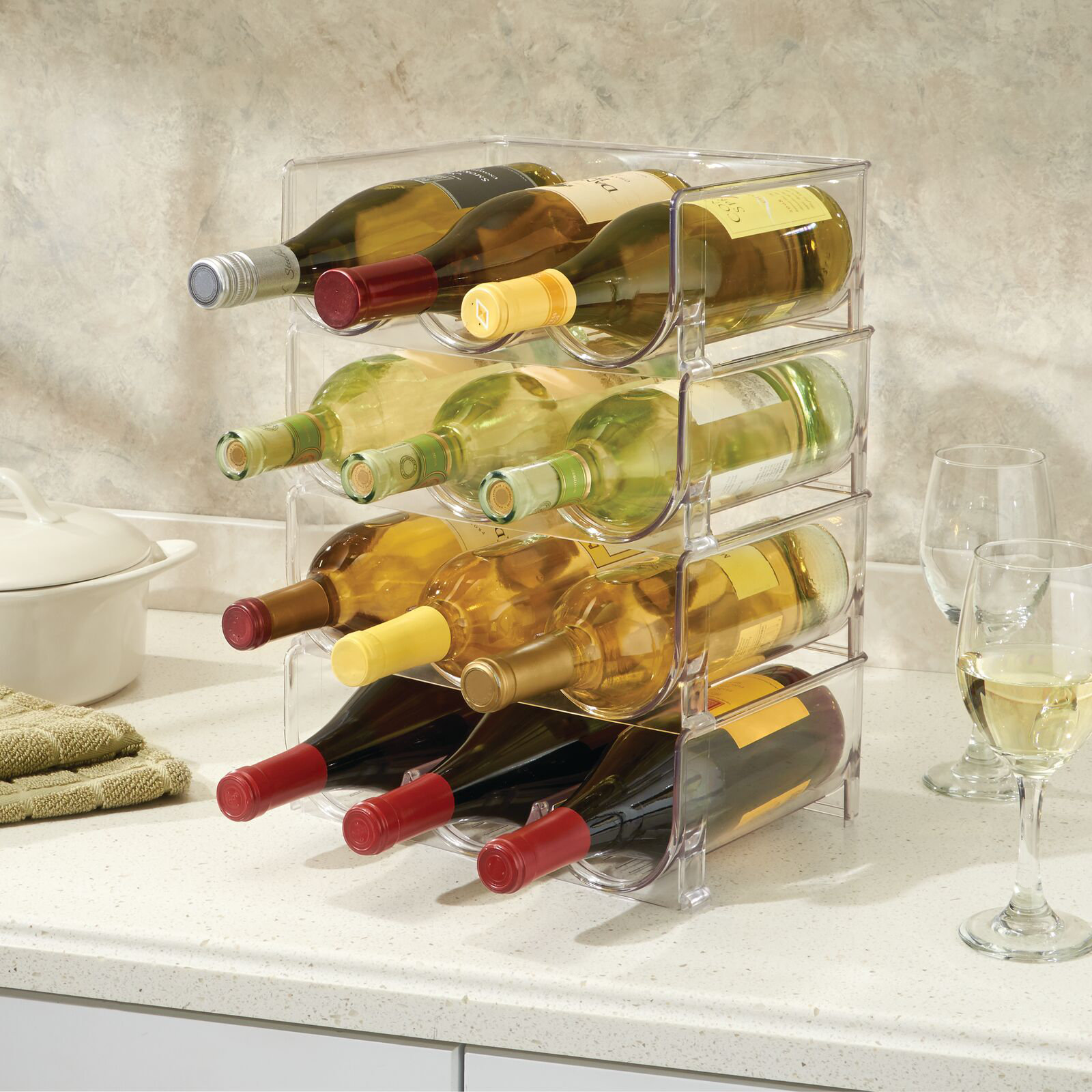 mDesign Plastic Stackable Wine Bottle Storage Organizer Rack & Reviews ...